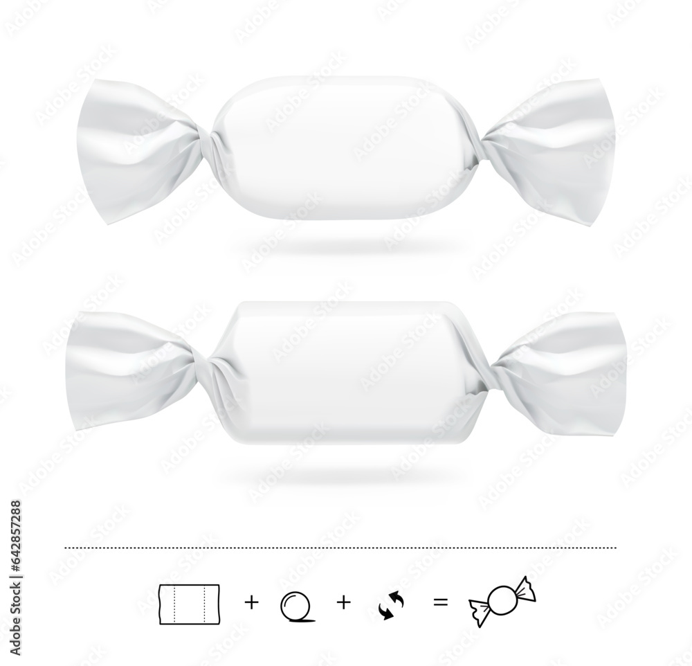 Candy wrap mockups set. Vector illustration isolated on white ...