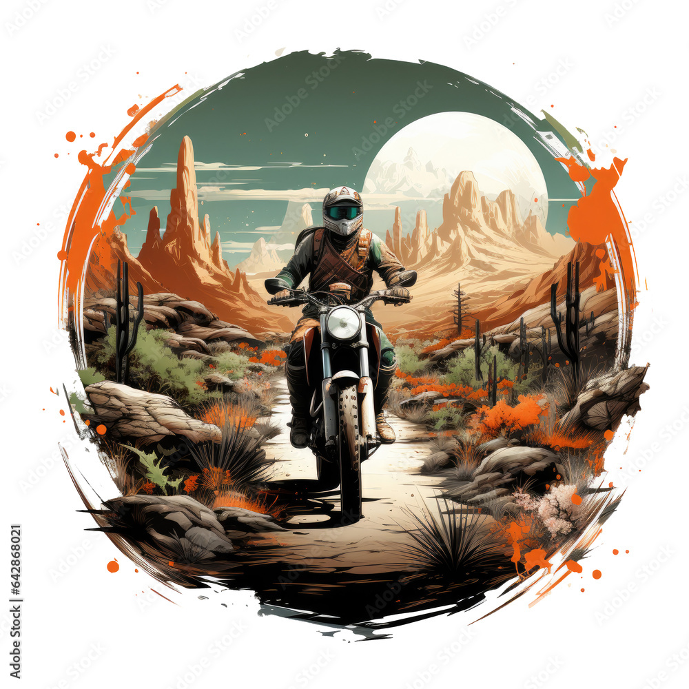 A motorcycle t-shirt design inspired by the wild west, featuring a ...