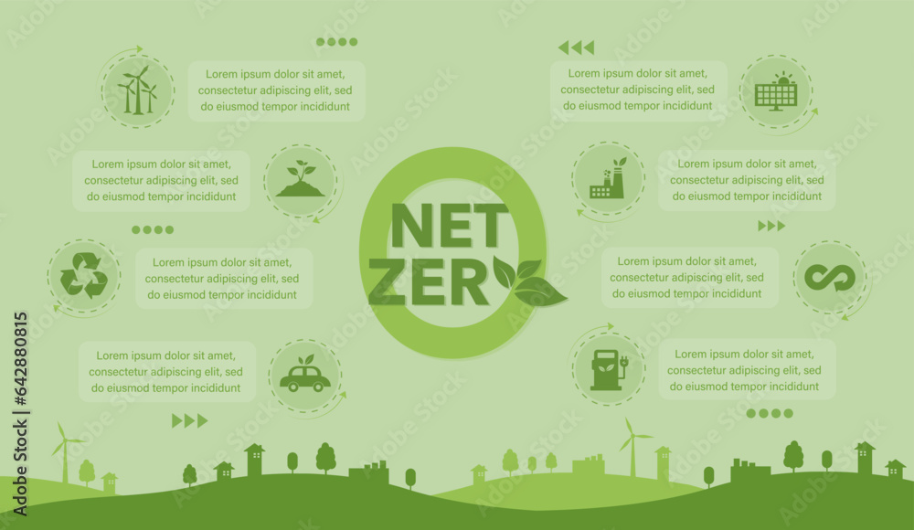 Net zero concept. Net zero greenhouse gas emissions target. Climate ...