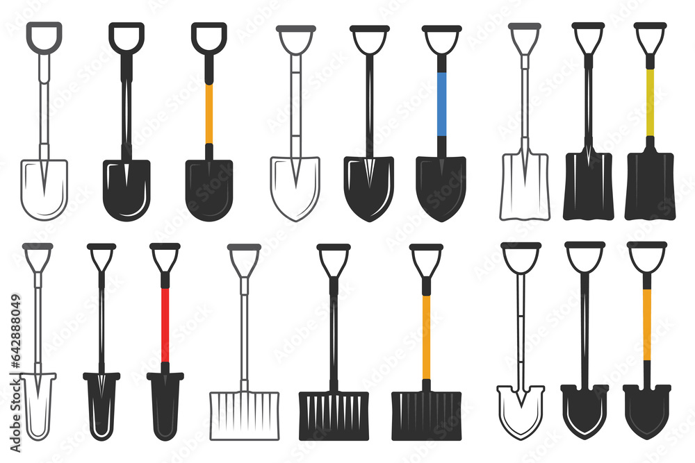 Shovel Vector Bundle, Shovel Silhouette Vector Bundle, Shovel Clipart ...
