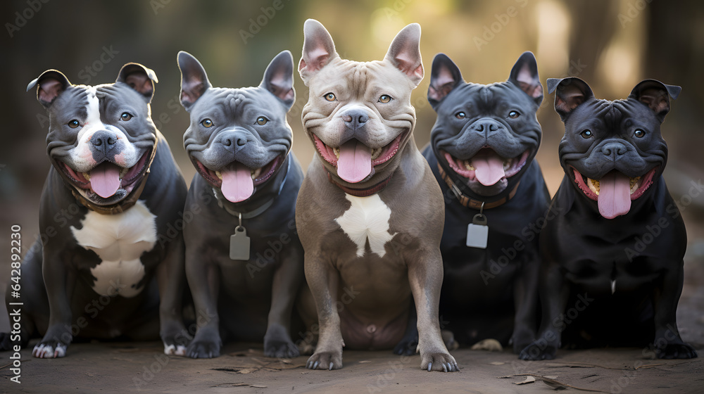 american bully dogs smiling for a portrait. Stock Illustration | Adobe ...