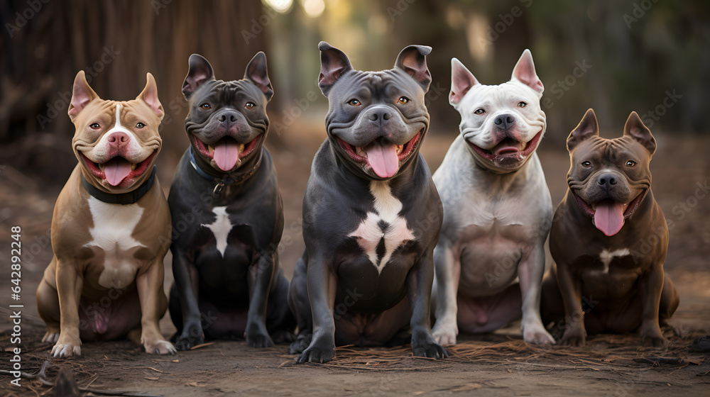 american bully dogs smiling for a portrait. Stock Illustration | Adobe ...