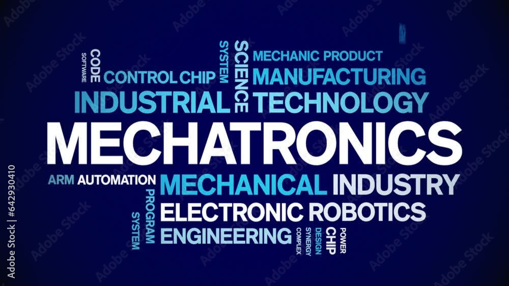Mechatronics animated tag word cloud;text design animation kinetic typography seamless loop ...