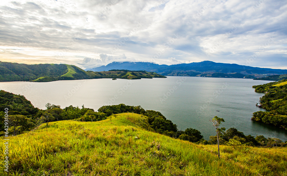 Beautiful landscape of Sentani Lake, Papua, Indonesia. Lake Sentani is ...