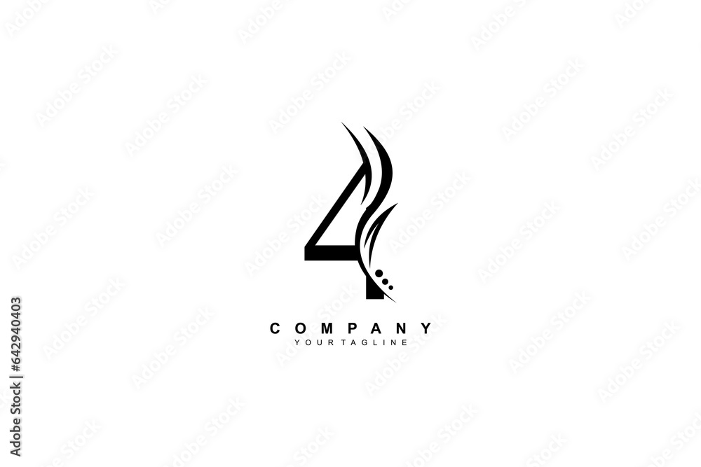 Luxury number 4 design with beautiful feathers and leaves. premium ...