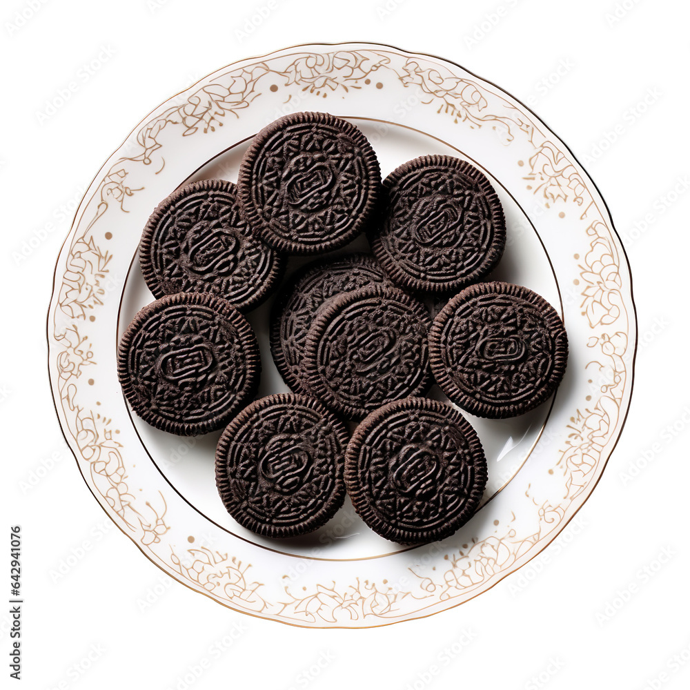 Oreo Cookies Homemade version Kept on Vintage plate isolated on ...