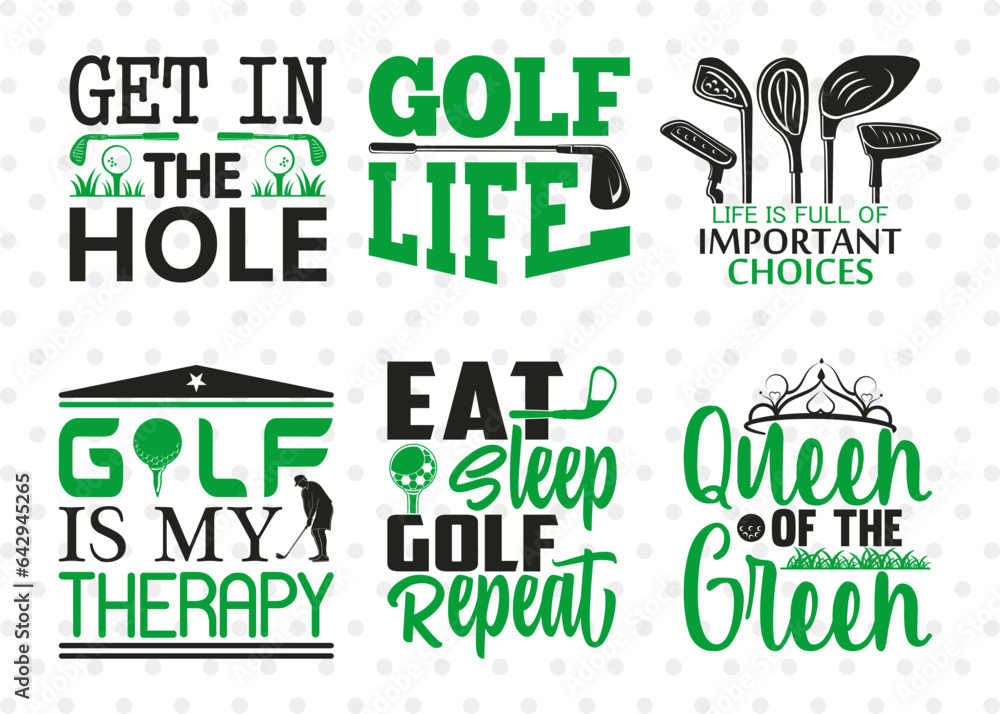 Golf Bundle Vol-05 SVG Cut File, Sports Svg, Get In The Hole Svg, Golf ...
