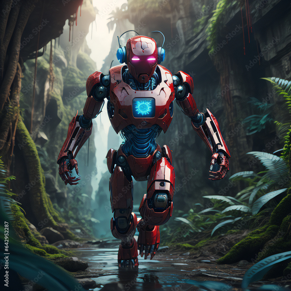 Cyborg robot walking, artificial intelligence robot in the style of ...