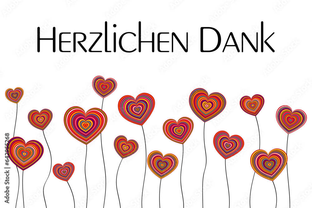 Herzlichen Dank - Schriftzug in deutscher Sprache. Dankeskarte mit ...