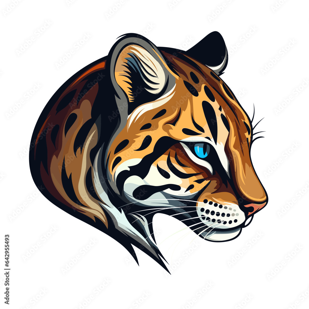 Esport vector logo ocelot on white background side view, ocelot icon ...