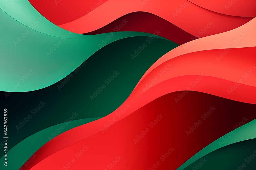 arrière-plan abstrait rouge et vert, courbes et lignes arrondis Stock ...