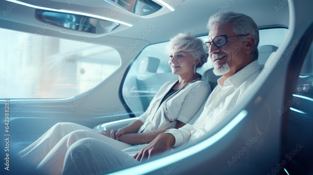 People ride in a self-driving car controlled by an artificial ...