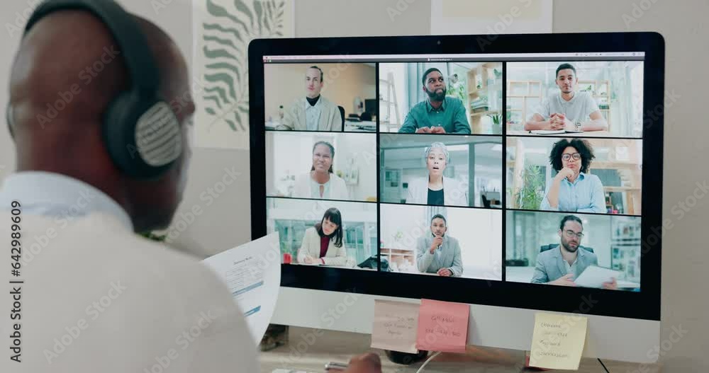 Vidéo Stock Business people, online meeting and screen for ...