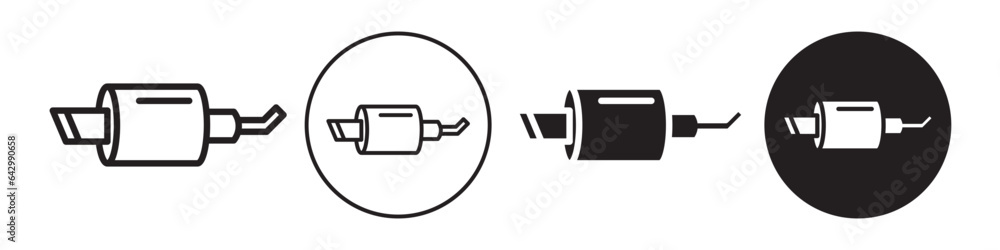 Exhaust muffler icon. Car automobile vehicle catalytic tail pipe filter ...