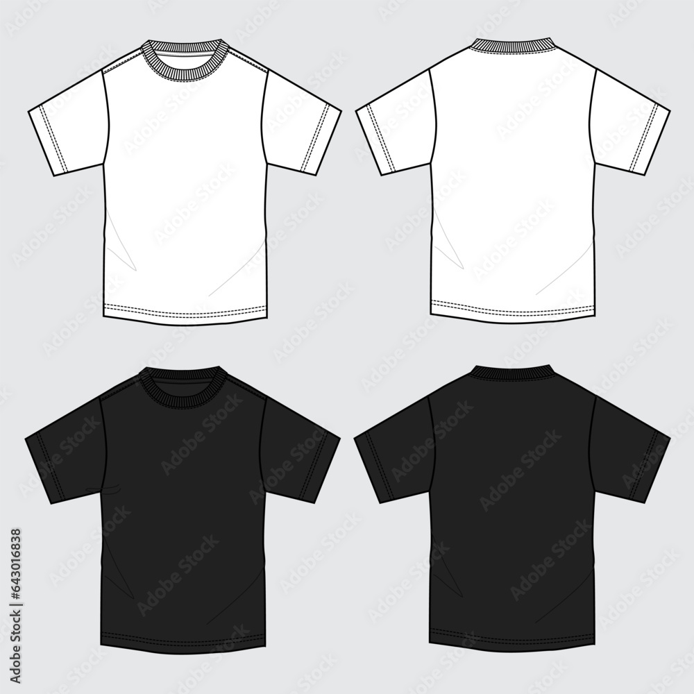 Short sleeve shirt technical drawing fashion flat sketch vector ...