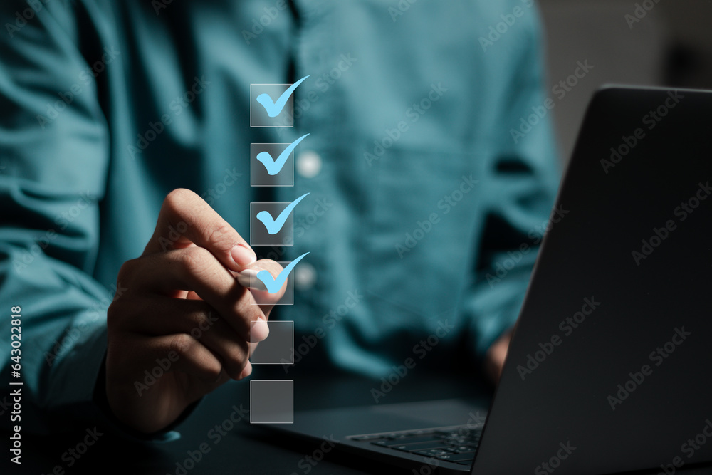 Survey form concept. Questionnaire with checkboxes, filling survey form ...