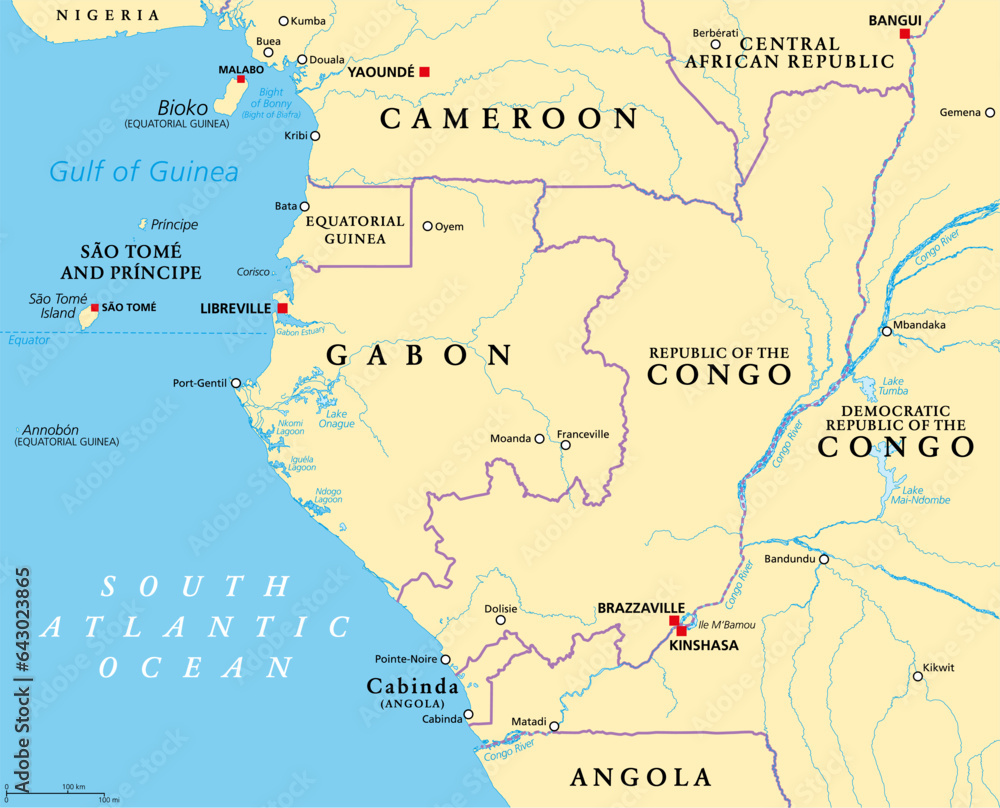 Naklejka Part of Central Africa, a subregion of the African continent ...