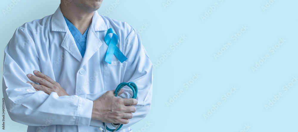 Blue ribbon for prostate cancer awareness, men's health care, guillain ...