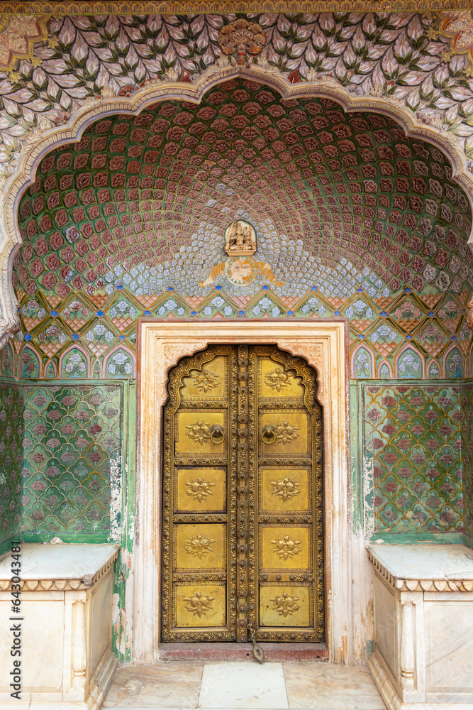 Rose gate depicts winter season. Beautifully designed and painted rose ...