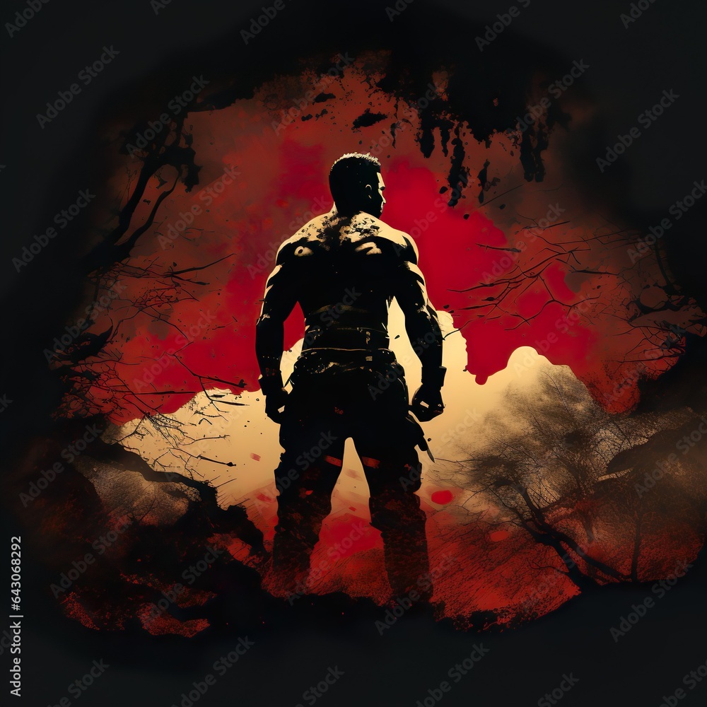 Invincible Stance: The Pose of a Strong Fighter Stock Illustration ...