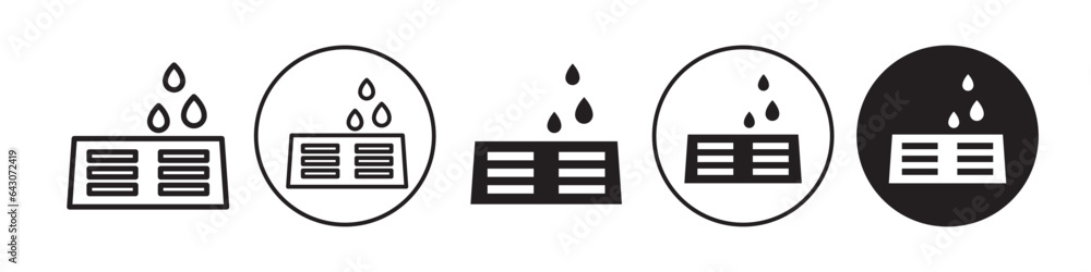Drain grill icon. water waste management metal cover of bathroom floor ...
