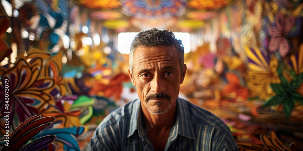 paper artisan in a room full of papel picado cuts detailed patterns ...