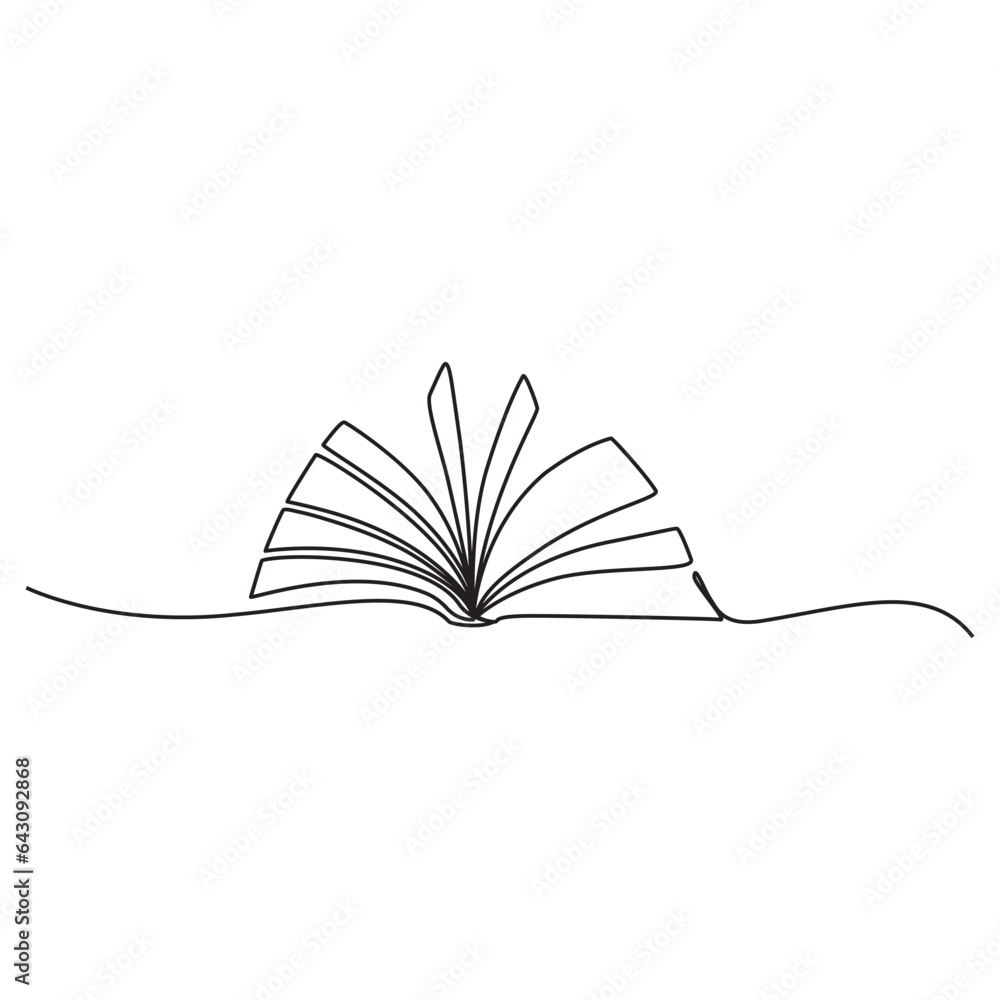 Book open pages continues line art knowledge icon minimalist artwork ...