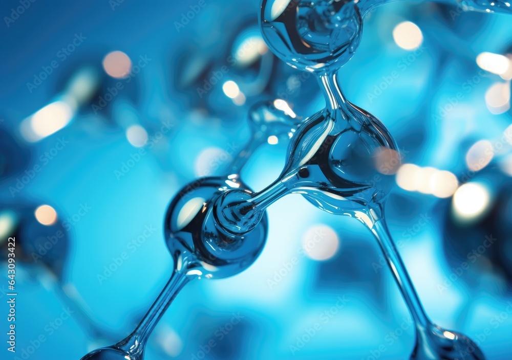 3D Molecule background with connected spherical particles, atoms ...