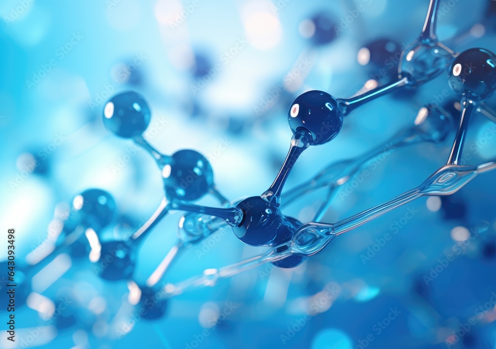 3D Molecule background with connected spherical particles, atoms ...