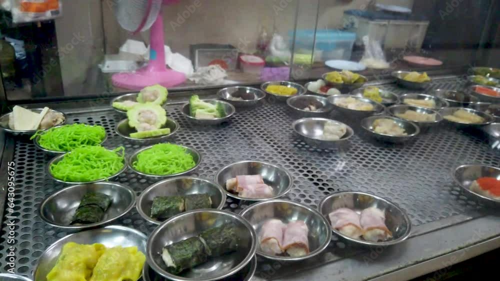 Dim sum, Dim Sum on the wooden table, top view and space for text input ...