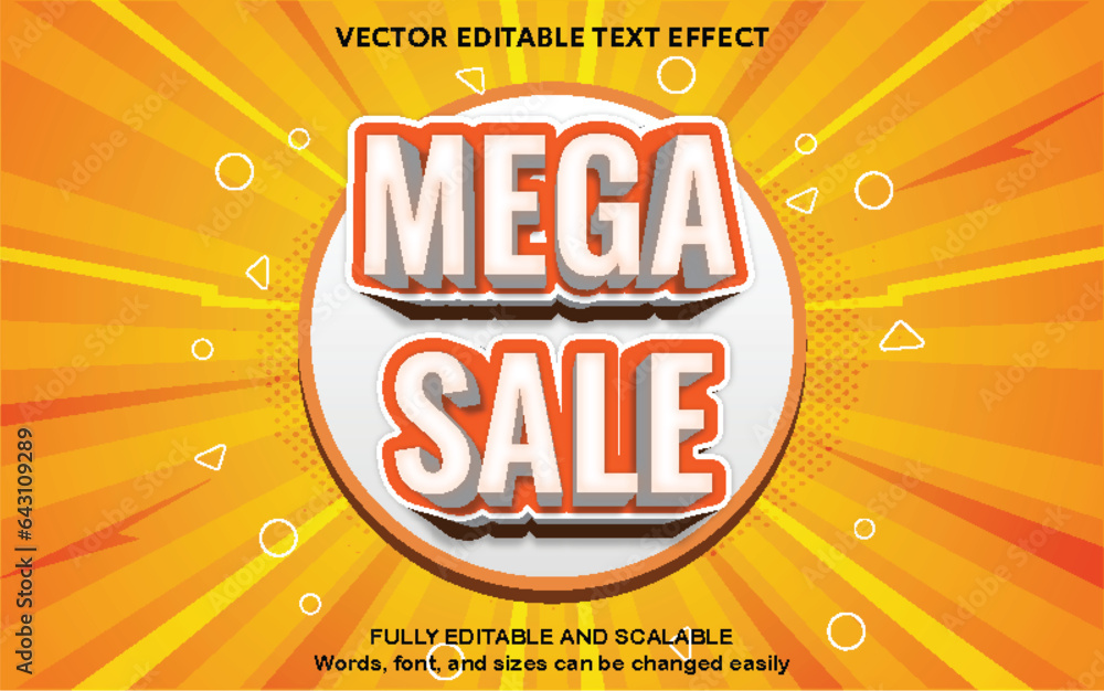 Mega sale 3d editable text effect with corolfull sunburst abstract ...