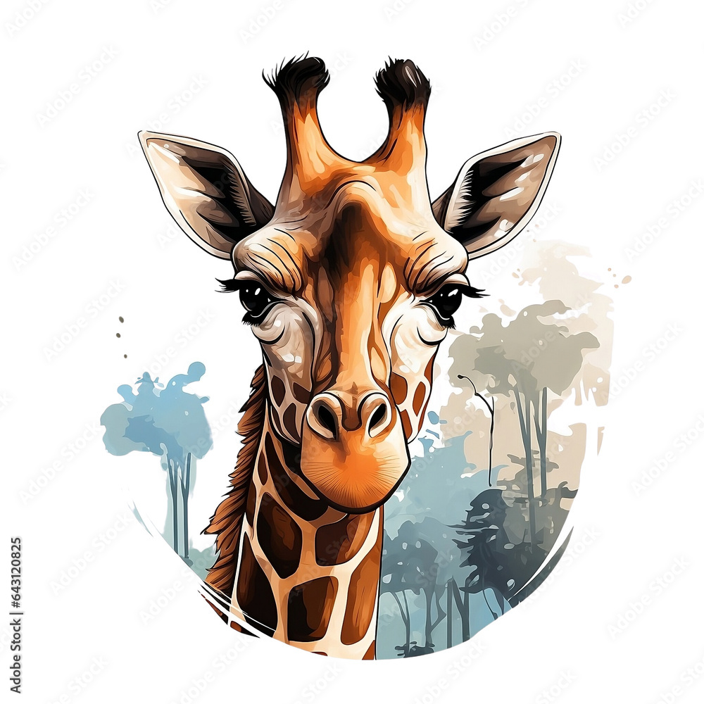 Cartoon Artistic Giraffe No Background Image Applicable to any context ...