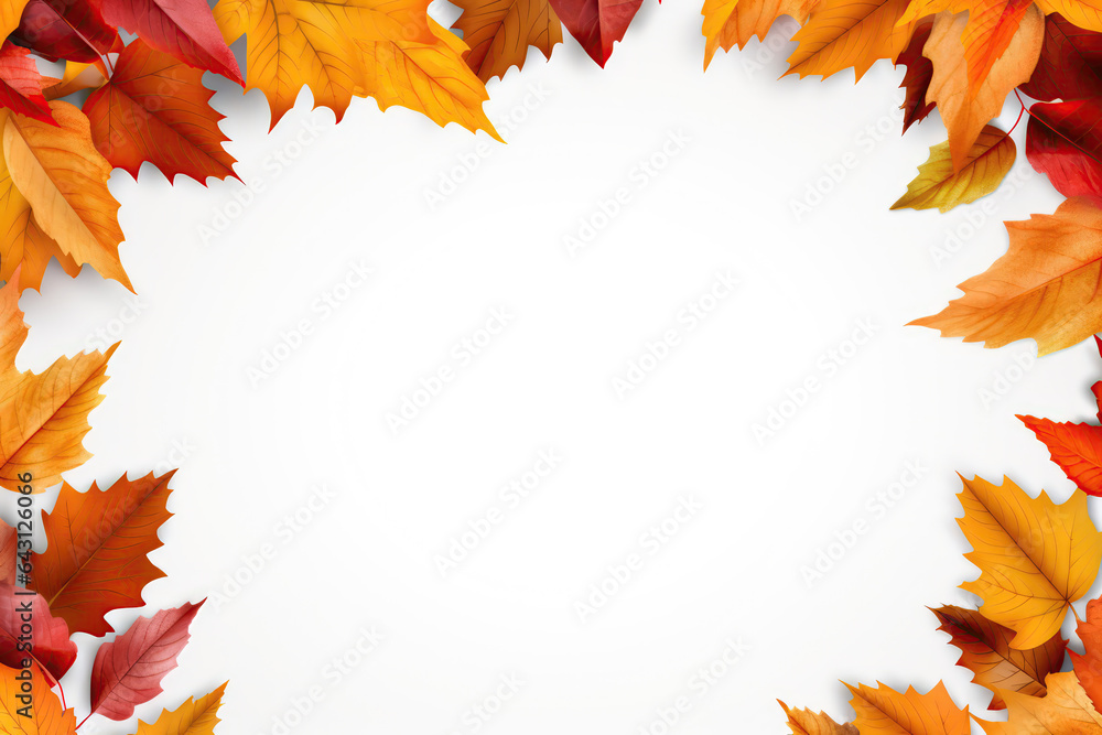 Autumn Leaves Frame With White Background Inside. Сoncept Repurposing ...