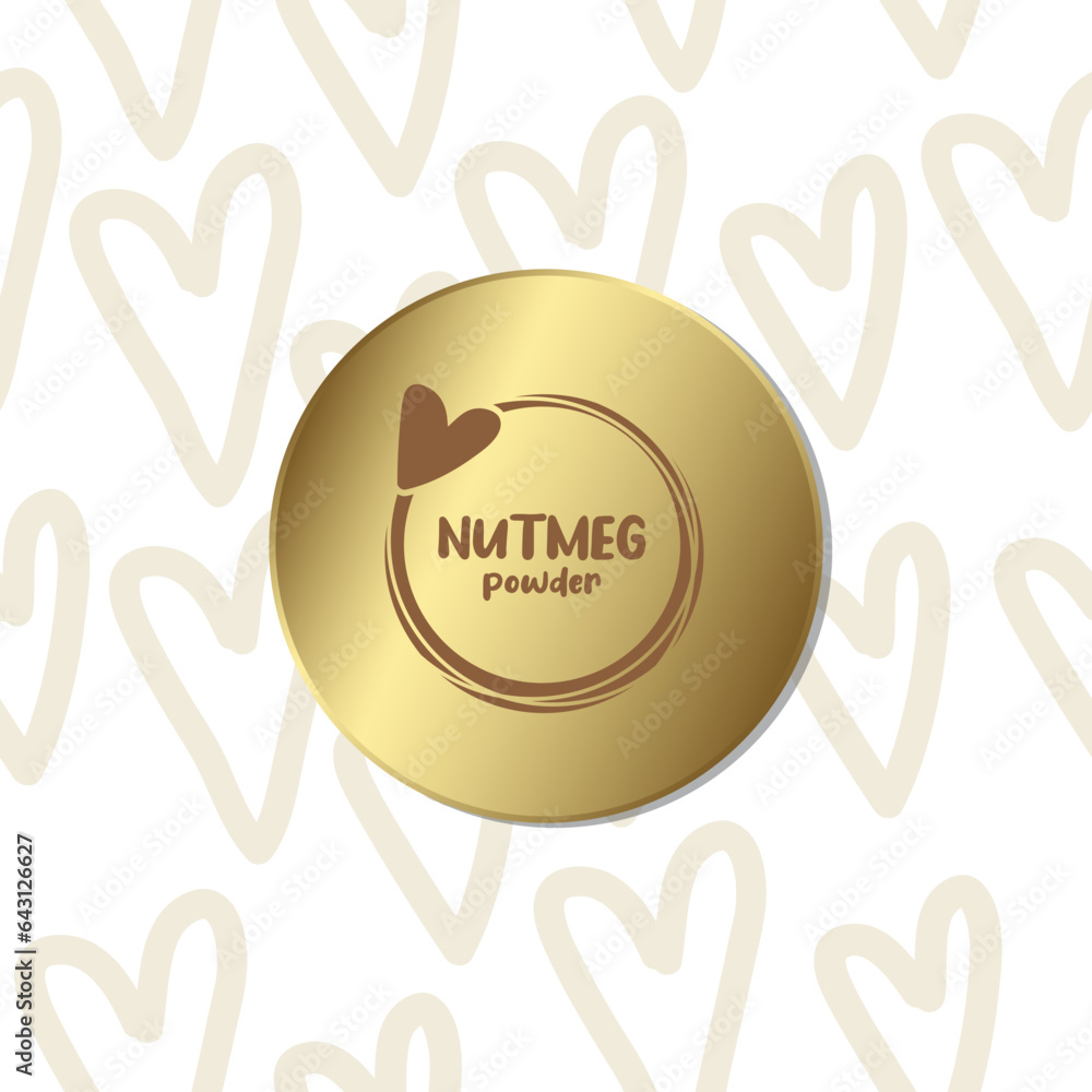 Nutmeg powder sign, muscat, nutty flavour, label, sticker, tag, text ...