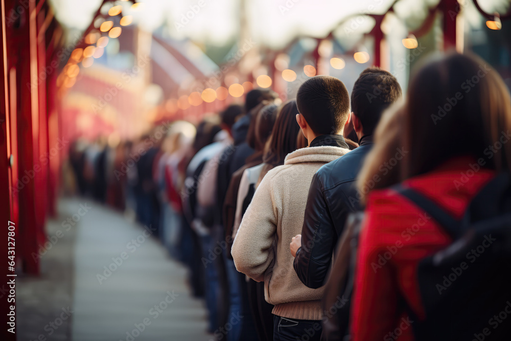 Queue Lot Of People In The Ride Queue. Сoncept How To Manage A Long ...