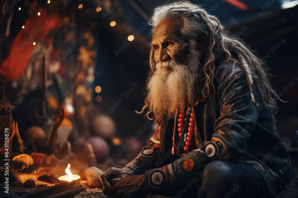 A Native Australian elder sharing Dreamtime stories with colorful ...