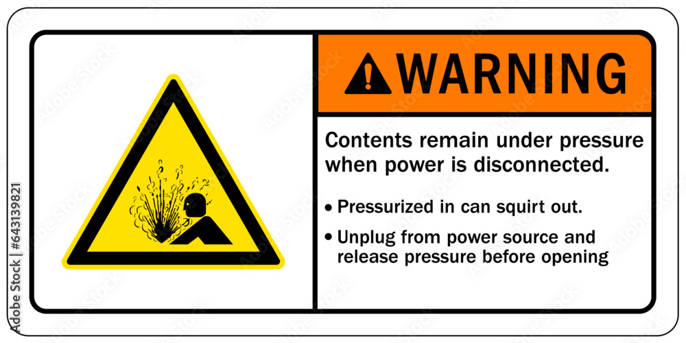 Machinery service instruction sign and labels contents remain under ...
