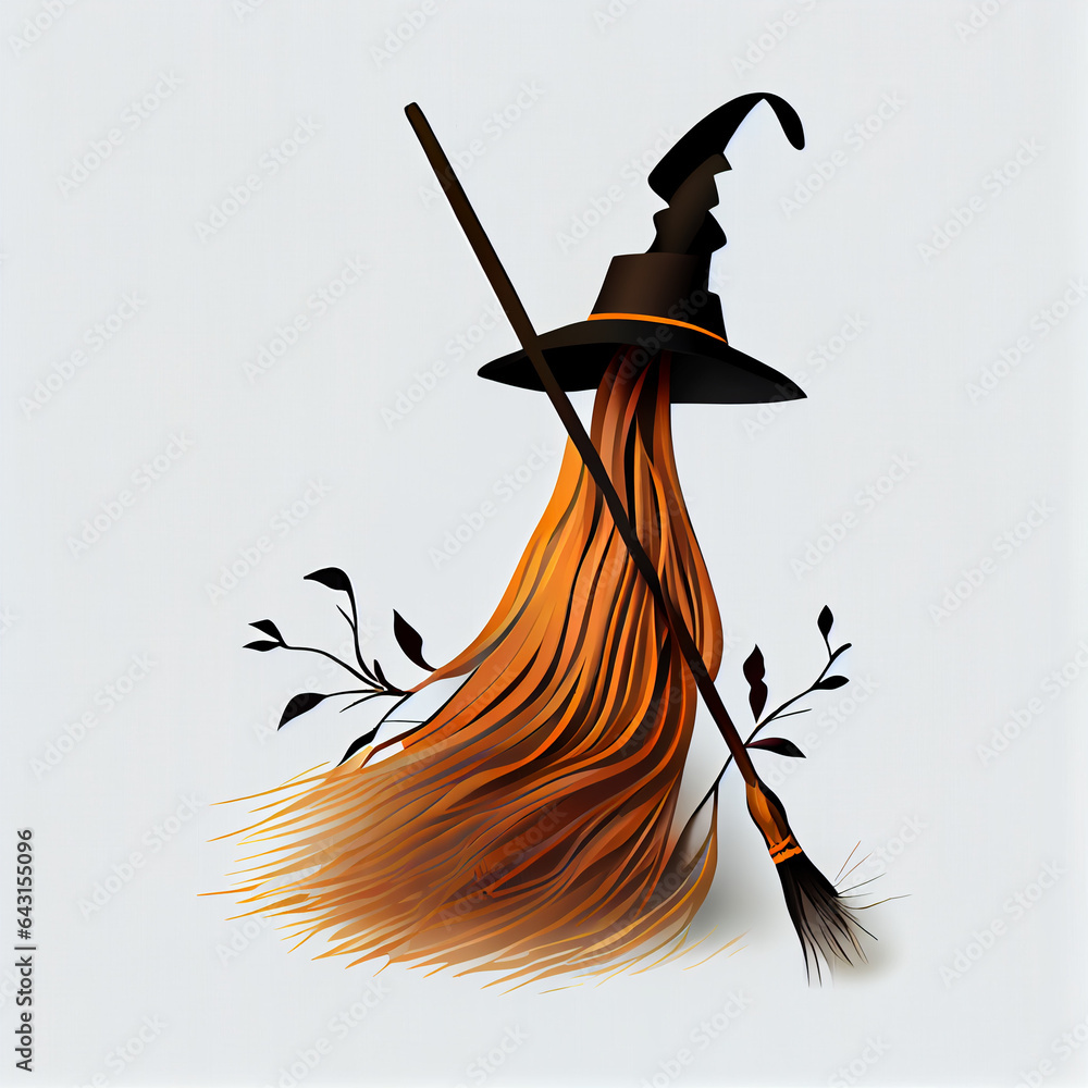 halloween witches broom clipart,solid white backgrond, Ai generated ...