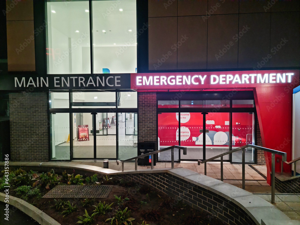 Low Angle Illuminated View of Emergency Entrance of Luton and Dunstable ...