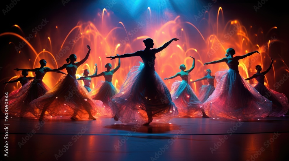 Ethereal Elegance: Neon-lit Dance, where Grace and Vibrant Glow Unite ...