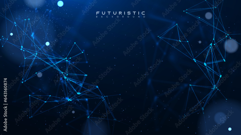 Abstract tech network connection dots. Digital technology and big data ...