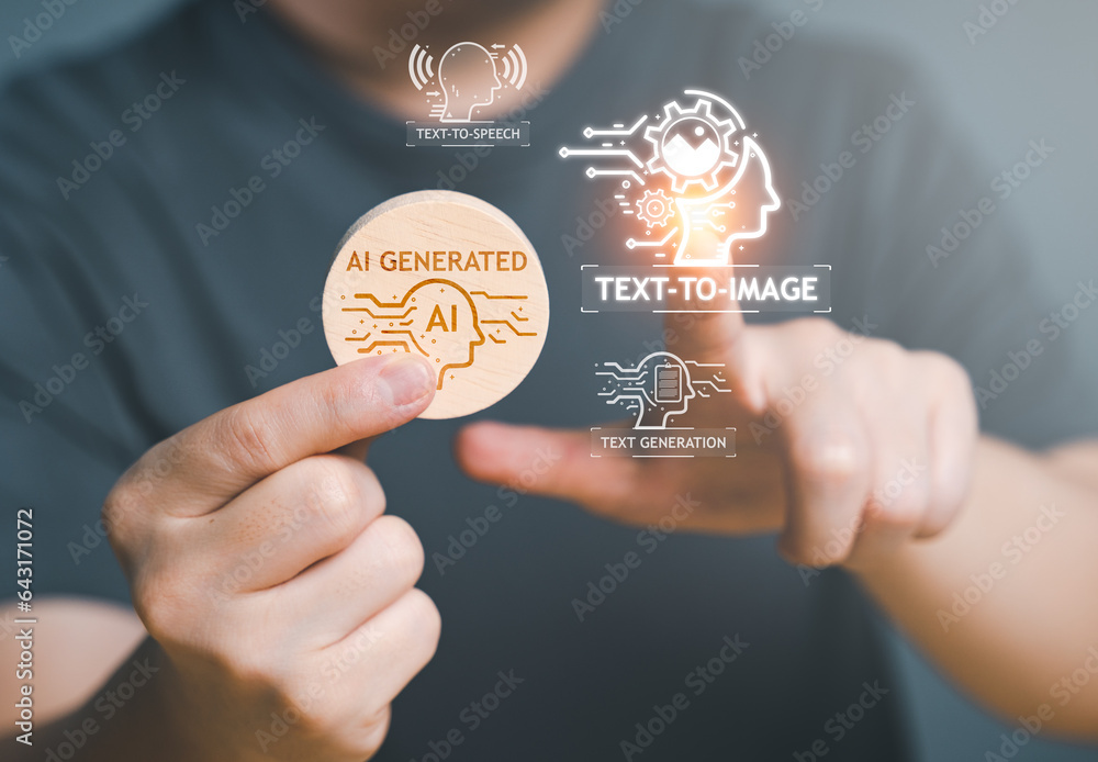 Artificial Intelligence, AI generated content Concept. Artist Man Man ...