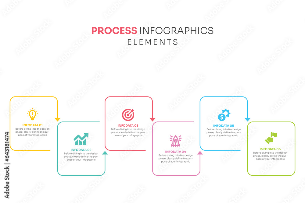 Poster 6 steps business timeline process infographic presentation ...