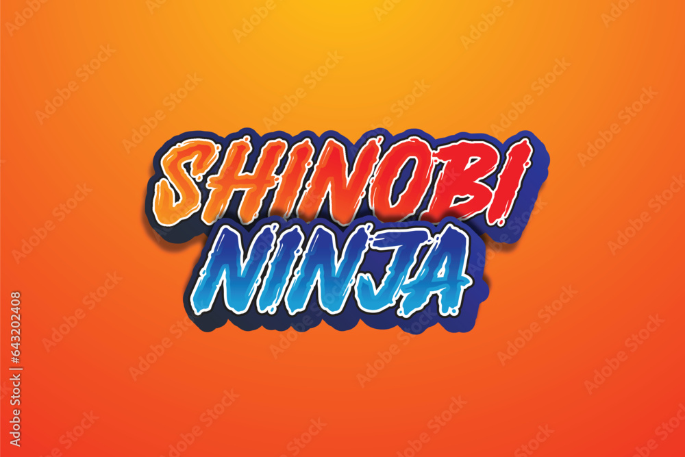 Editable shinobi ninja Text effect cartoon playful theme style Stock ...