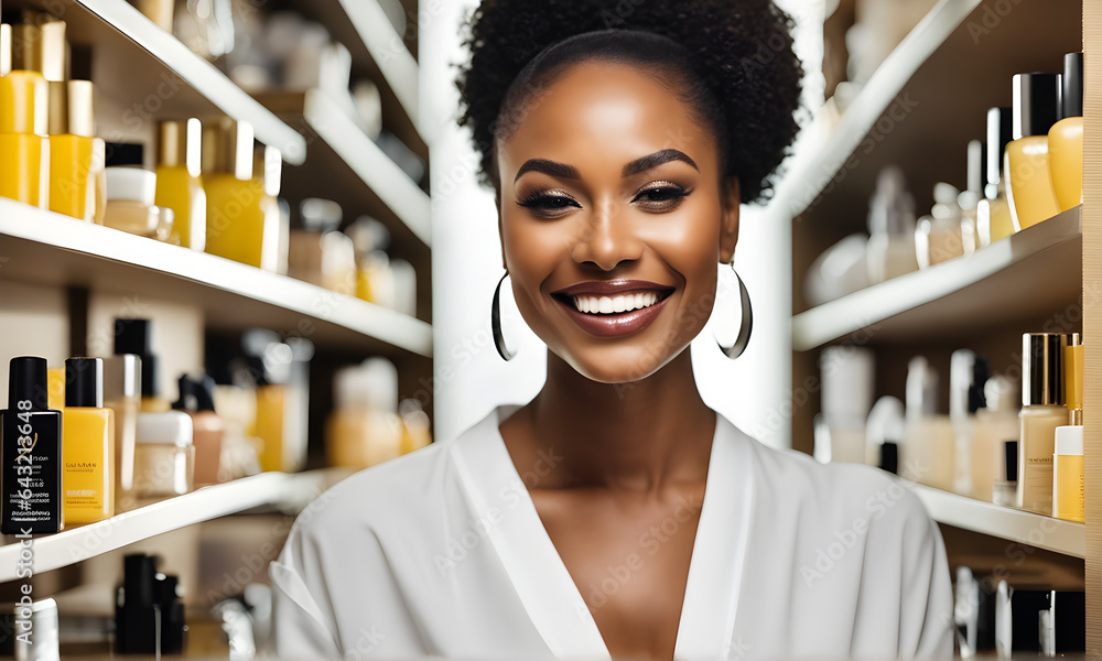 Cosmetics and beauty concept, beautiful african american black woman ...
