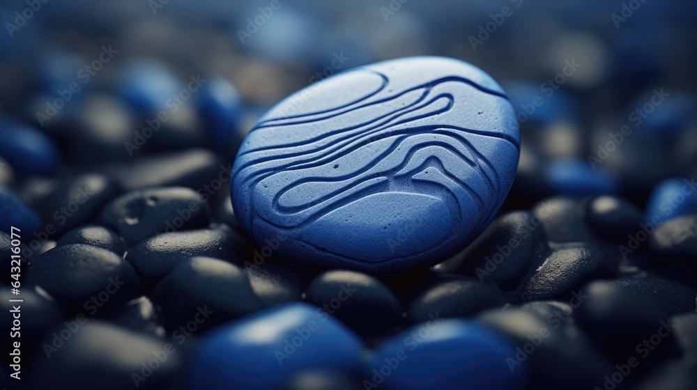 Ancient ocean tumbled pebble stone, visible relief remains of old ...