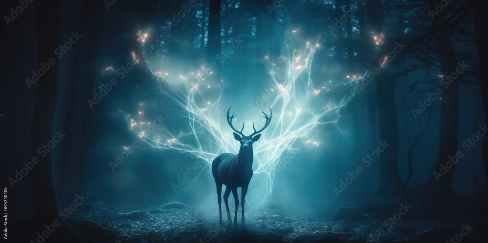 Glowing Guardian: Harry Potter's Ethereal Stag, generative ai Stock ...