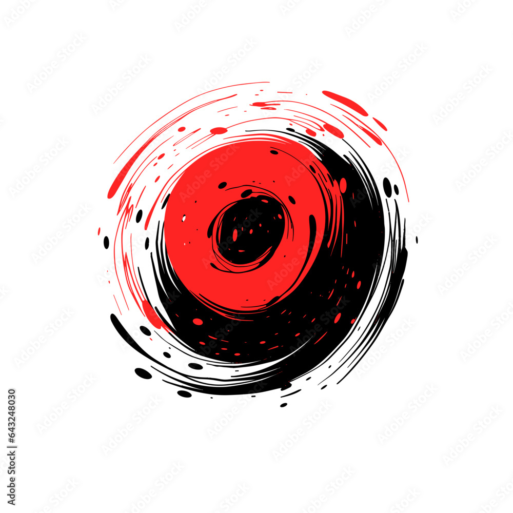 Dust vector icon in minimalistic, black and red line work, japan web ...