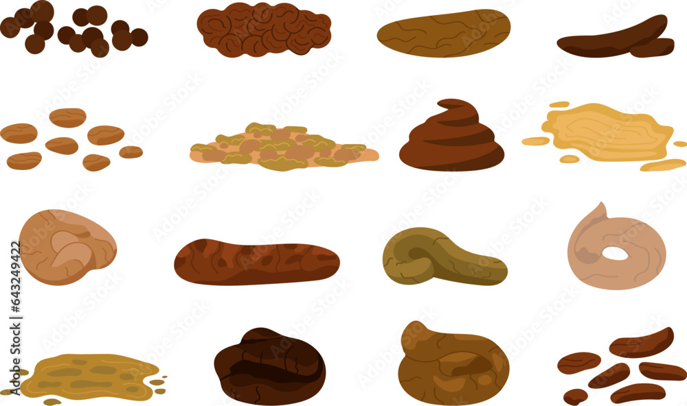 Poop elements. Isolated dog or human poops. Cartoon excrement animal ...