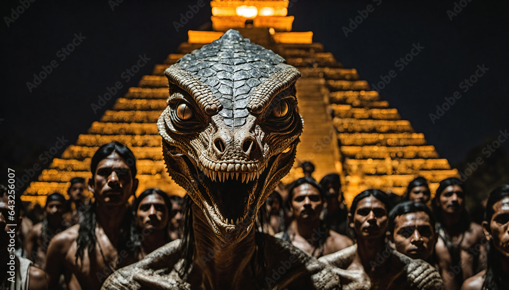 closeup of reptoid humanoid with lizard eyes sharp teeths looking at ...
